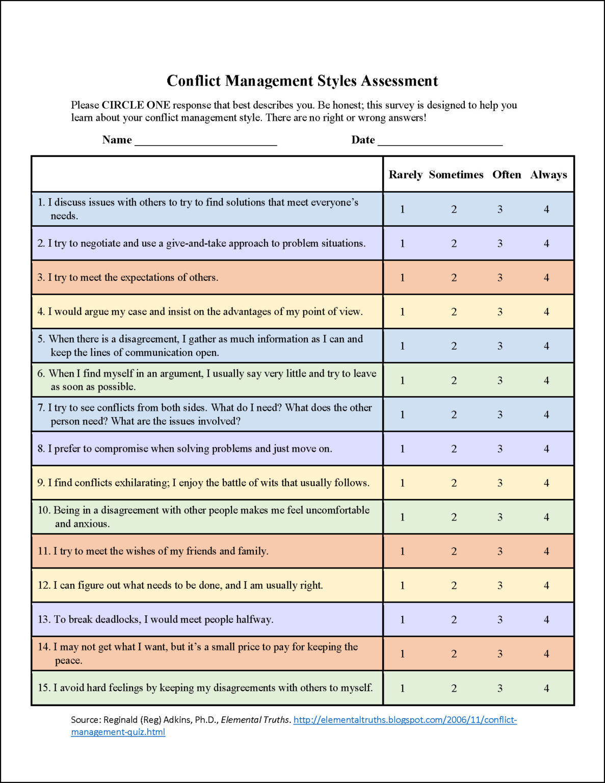 Conflict Management Lessons [Secondary]: Materials