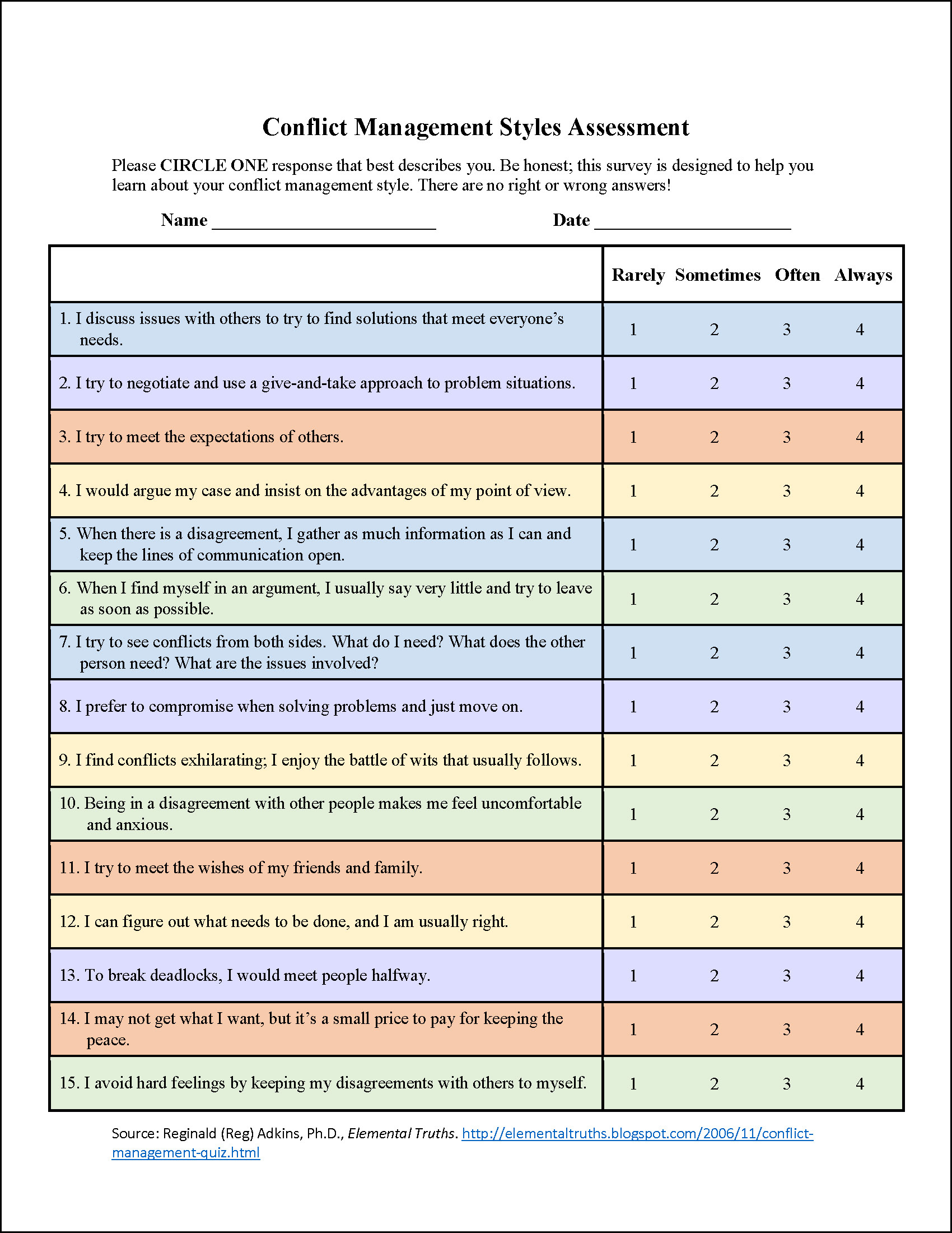 Conflict Management Lessons [Secondary]: Materials