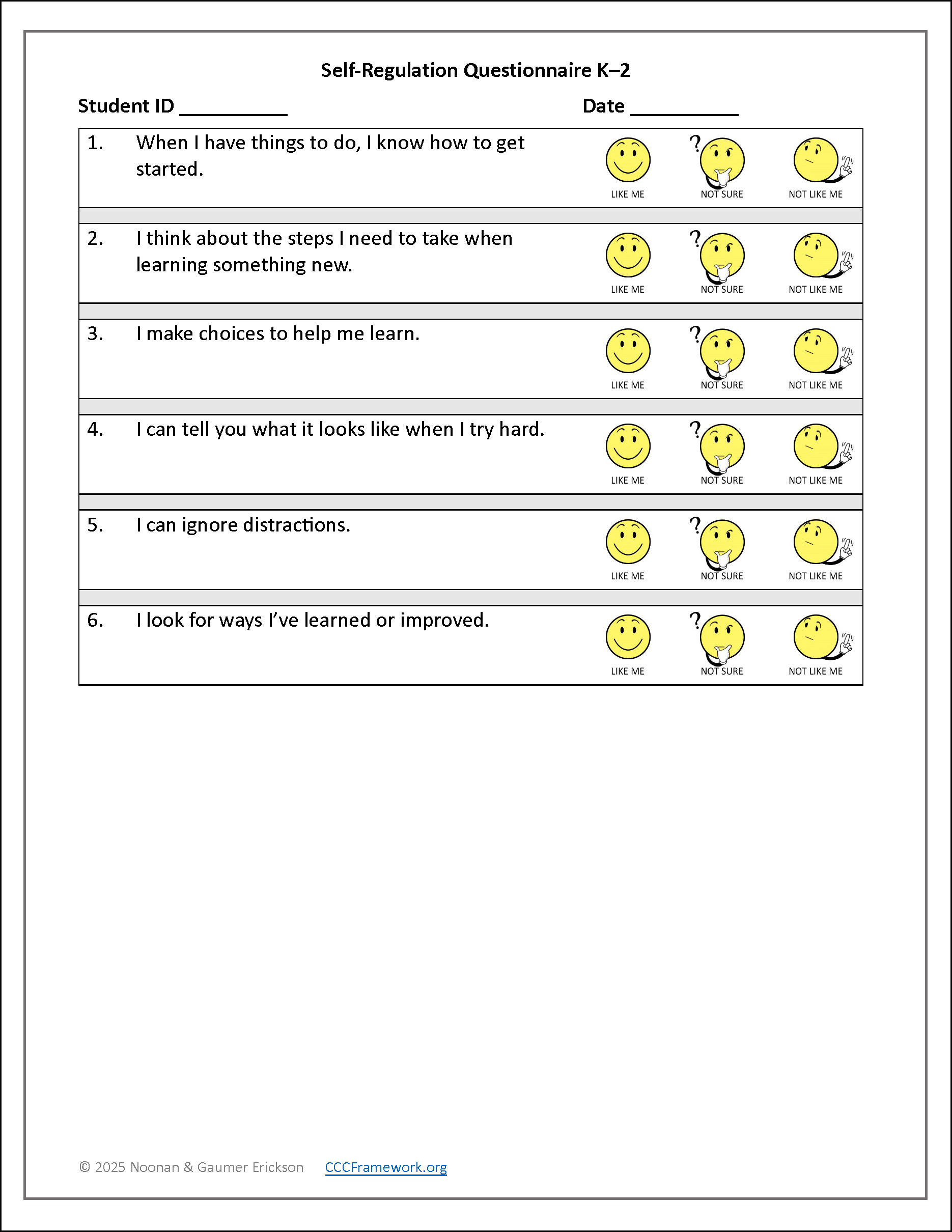 Self-Regulation Lessons [Primary]: Materials